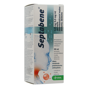 SEPTABENE 1,5 mg/5,0 mg/ml aerosols, 30 ml | euroaptieka.lv