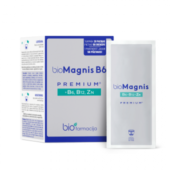 BIO MAGNIS B6 PREMIUM +B6, B12, CINKS, pulveris, 28 paciņas ...