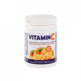 VITAMIN C 200 mg, košļājamas tabletes, 60 gab. | euroaptieka.lv