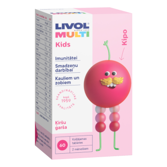 LIVOL MULTI KIDS (ĶIRŠU GARŠA) košļājamās tabletes, 60 gab ...